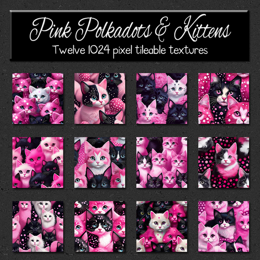 Second Life Marketplace - *Wallflowers* Pink Polkadots & Kittens